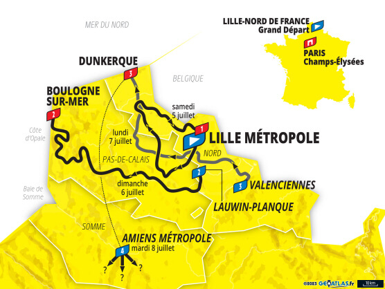 Sprint, terreno accidentado y viento en el programa de las primeras etapas del Tour de Francia ...