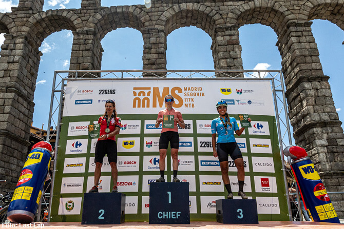 Carlos Hernández y Lydia Gurley triunfan en la Madrid-Segovia MTB más épica